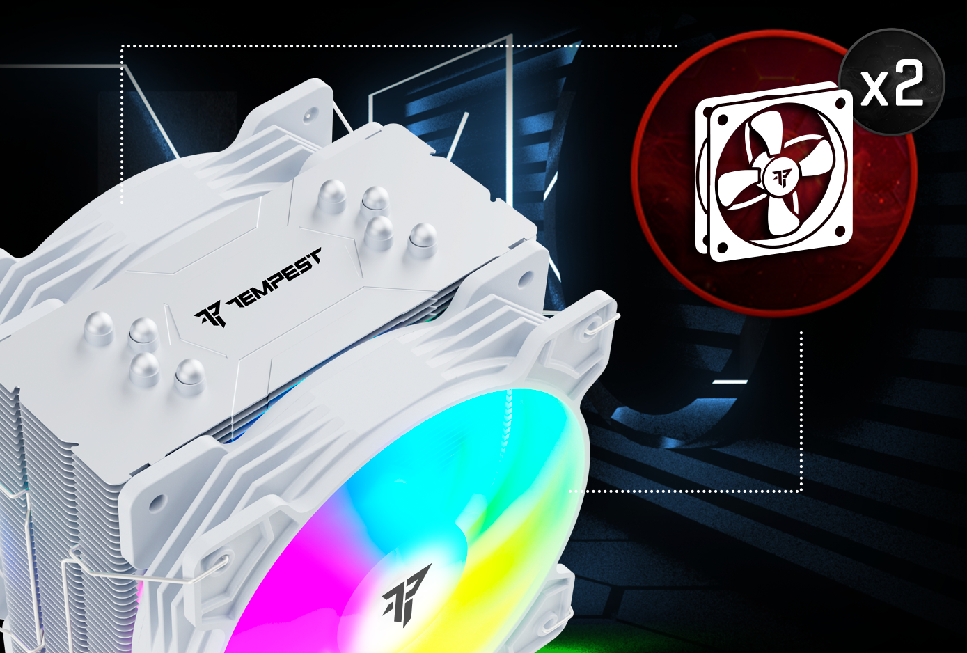 Tempest Cooler 4Pipes Blanc Ventilateur CPU RGB 2x120mm Blanc ...