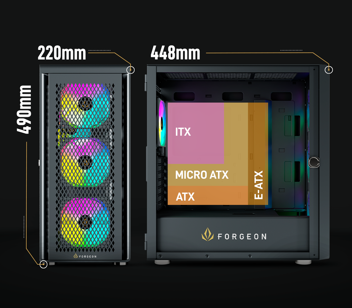 Forgeon Khaydarin ARGB Mesh Tower ATX Noir | PcComponentes.fr